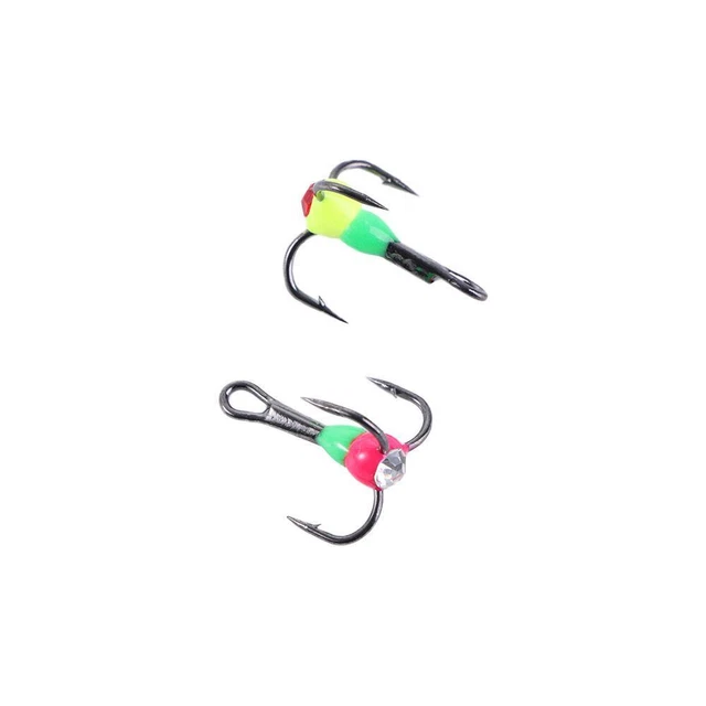 WINTER DIAMOND EYE Trebles Hooks Barbed Barbed Ice Fishing Hooks Three ...