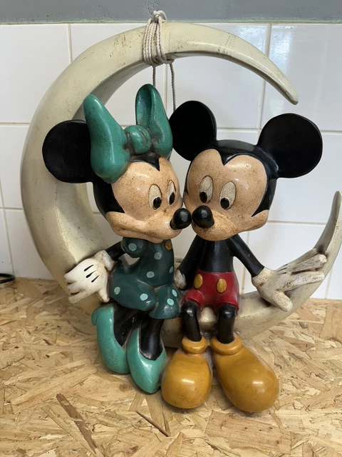 DISNEY MICKEY & Minnie Mouse Sitting on the Moon Hanging Ornament ...