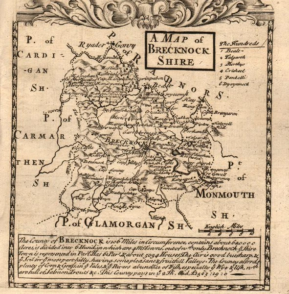 'A MAP OF Brecknock-Shire'. County map by OWEN & BOWEN. Brecknockshire ...