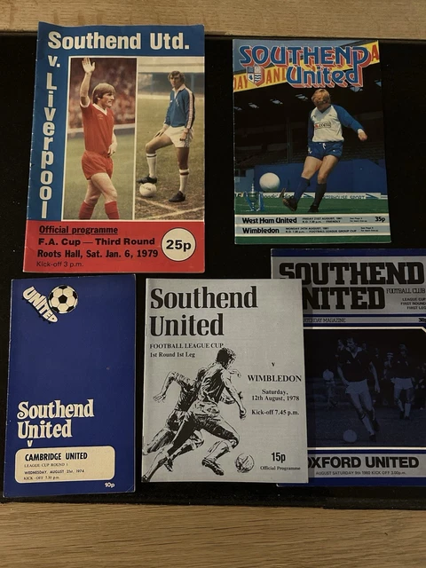 SOUTHEND UNITED FOOTBALL Programmes (League Cup & FA Cup) 1974-1981 £2. ...