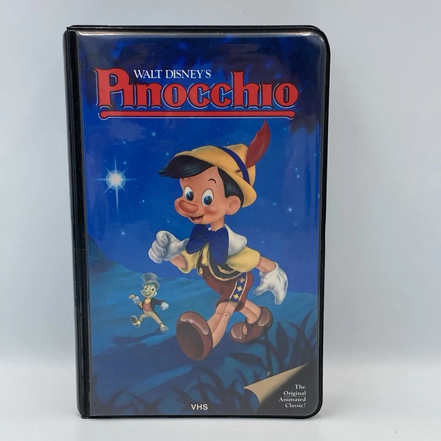 VINTAGE 1985 PINOCCHIO VHS Black Padded Clamshell Disney Diamond ...