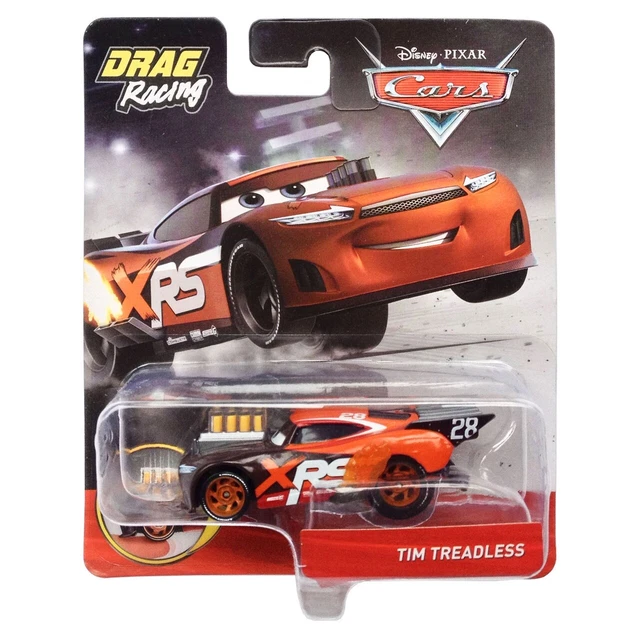 DISNEY PIXAR CARS Tim Treadless #28 Drag Racing XRS 1:55 scale Mattel £ ...