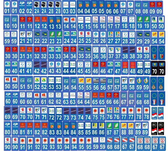 LOT COMPLET DE 100 stickers plaque d'immatriculation AVANT ARRIERE au ...