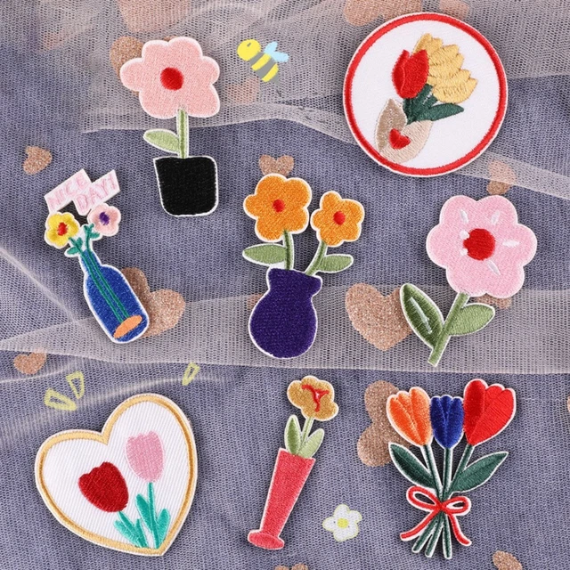DIY NITROGEN PATCH Nitrogen Patch Cartoon Flower Series Embroidered ...