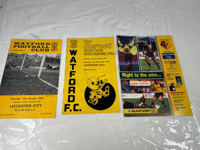 VINTAGE WATFORD V Leicester City Football Programmes From 1970s/1990s ...