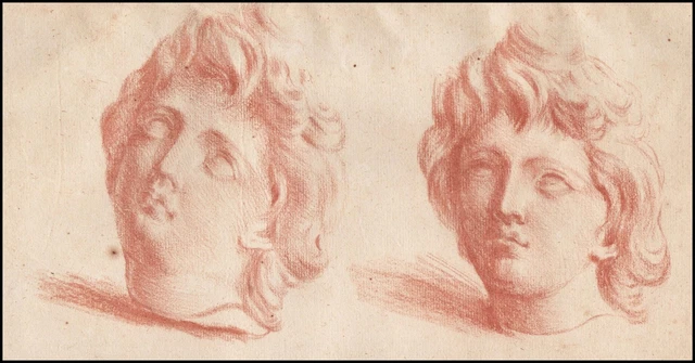 ANTIQUITY HEAD STATUE Zeichnung Rötelzeichnung sanguine drawing 18th ...