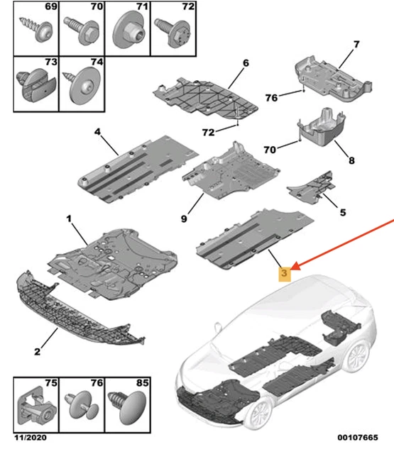 PEUGEOT 3008 LEFT Side Underbody Cover 9832617680 New Genuine £193.38 ...