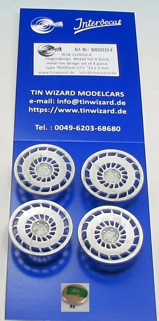 RIM DESIGN &ROTIFORM CCV" Set & Alu rim & Tires 15mm 4 pieces 1/18 kit ...