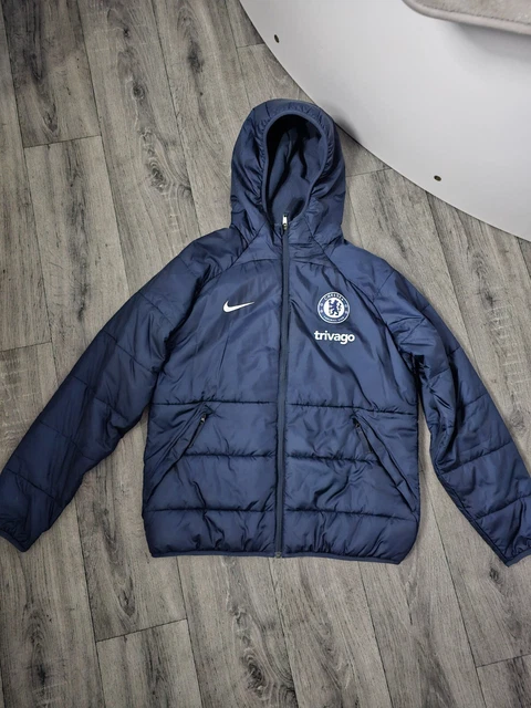 CHELSEA FC NIKE Navy Blue Slim-fit Player Issue Winter Coat Jacket Size ...