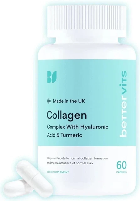 BETTERVITS COLLAGEN COMPLEX Hyaluronic Acid Turmeric 60 capsules £8.59 ...