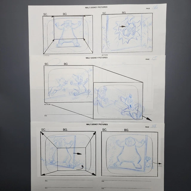 101 DALMATIANS TV Series Disney Animation Storyboard Drawing 3 x Lot ...