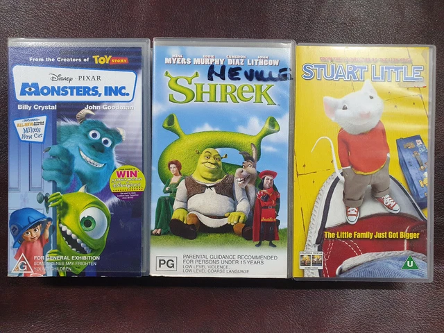 KIDS VHS VIDEO Tape Bundle - Monsters Inc, Shrek & Stuart Little $16.95 ...