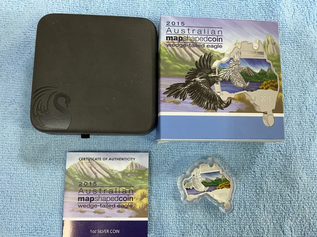 2015 EAGLE AUSTRALIAN Map Shaped SILVER $1 Proof Coin PERTH MINT $160. ...