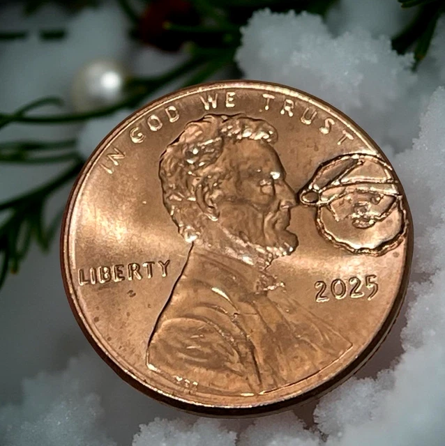 LAST YEAR 2025 Christmas Santa Claus Counter Stamp Holiday Lincoln Cent ...