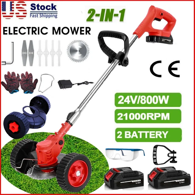 24V ELECTRIC CORDLESS Grass String Trimmer Lawn Edger Weed Cutter+ ...