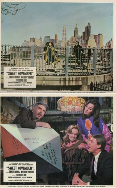 SWEET NOVEMBER 1968 2 x ORIGINAL UK MOVIE LOBBY CARDS SANDY DENNIS ...