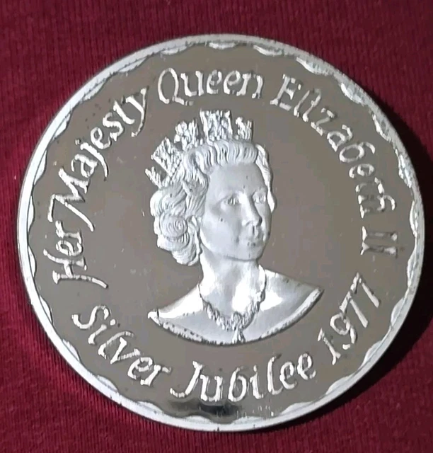 SILVER 925 COMMEMORATIVE MEDAL 1977 Jubilee Queen Elizabeth II 37g John ...