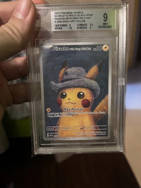 TCG PIKACHU WITH Grey Felt Hat Van Gogh Promo SVP085 Beckett BGS 9 MINT ...