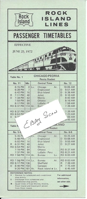 ROCK ISLAND LINE Railroad Passenger Timetable June 25, 1972 Information ...