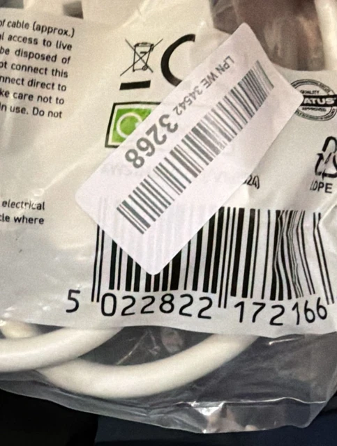 STATUS 4 WAY Socket Extension Lead 1m Power Strip Wall Mount White ...