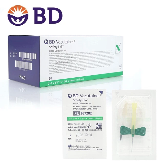 BD VACUTAINER BUTTERFLY Set With Luer Adaptor Green 21G, Box 50 £69.00 ...
