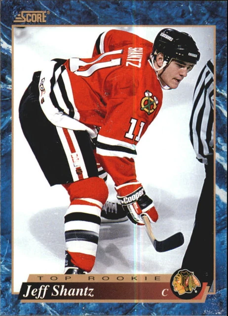 1993-94 SCORE CHICAGO Blackhawks Hockey Card #605 recrue Jeff Shantz ...
