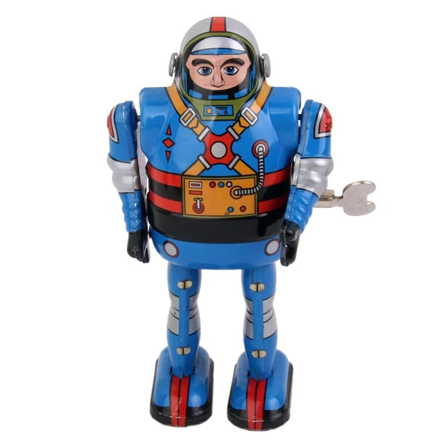 WIND UP WALKING Robot Astronaut Mechanical Clockwork Tin Toy ...