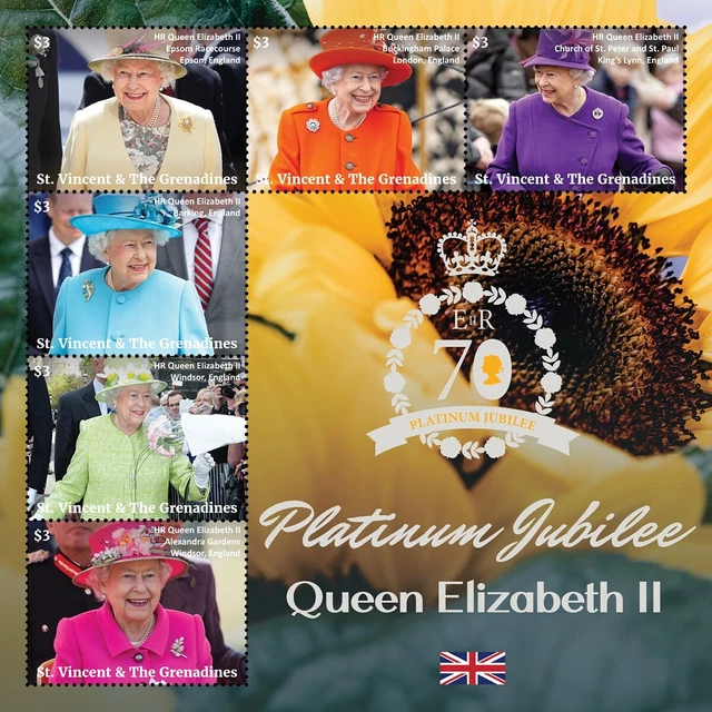 QUEEN ELIZABETH II PLATINUM JUBILEE QEII Royalty Stamp Sheet (2022 St ...