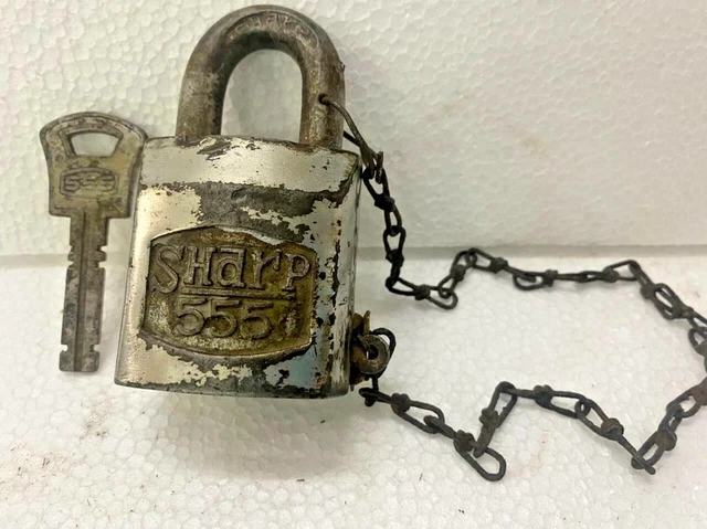 VINTAGE ANTIQUE RARE Sharp 555 Iron Padlock With Original Key & $171.04 ...