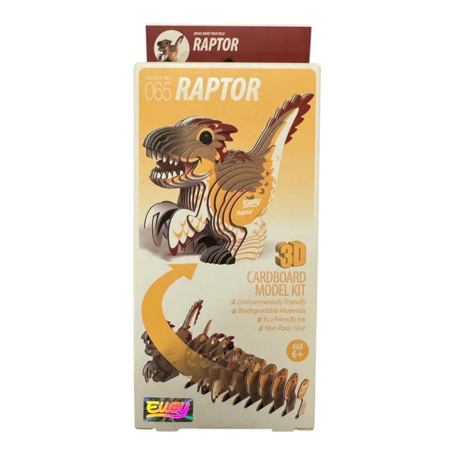 NEW IN BOX Eugy Dodoland 3D Cardboard Kit Set Raptor Model Number 65 ...