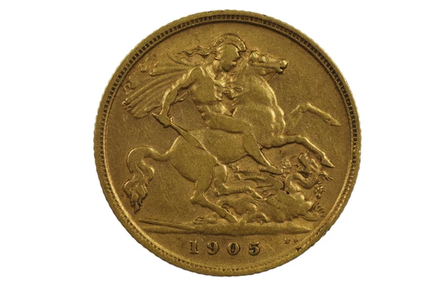 GREAT BRITAIN 1905 Gold Half Sovereign in Fine Condition EUR 349,67 ...