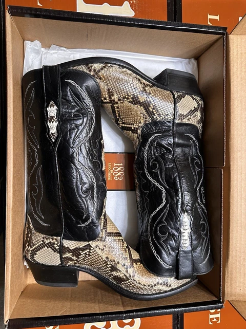 LUCCHESE 1883 PYTHON Snakeskin Exotic Cowboy Boots Men’s 9 D £1,372.09 ...