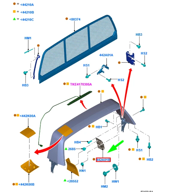 FORD RANGER T6 MK1 Rear Spoiler Right Bracket 5296524 NEW GENUINE £142. ...