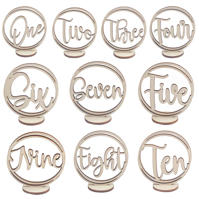 10PCS TABLE NUMBER Signs Wooden Calligraphy Table Numbers Tabletop ...