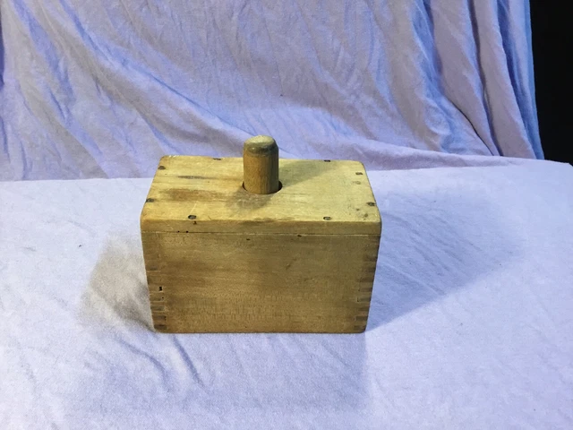 VINTAGE ANTIQUE PRIMITIVE Wooden Butter Press Mold--Rectangular--Finger ...