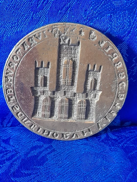 ANCIEN CACHET SCEAU matrice en bronze gout gothique medieval chateau ...