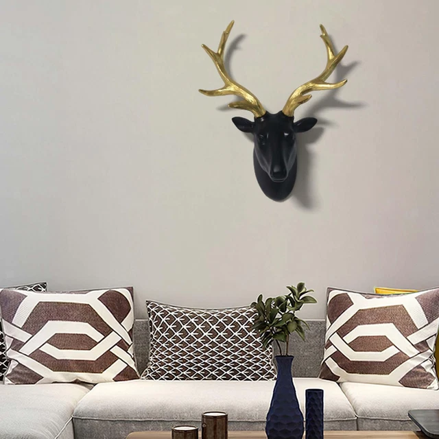 SCULTURA DA PARETE Con Corna Di Cervo, Testa Di Animale, Per Sala Da ...