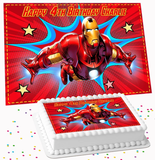 IRON MAN SUPERHERO Birthday Personalised Edible Icing Costco Cake ...