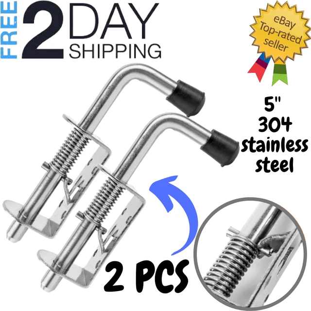 2 PACKS 5 Inch Spring Loaded Barrel Bolt Latch Pin, Heavy Duty Steel ...