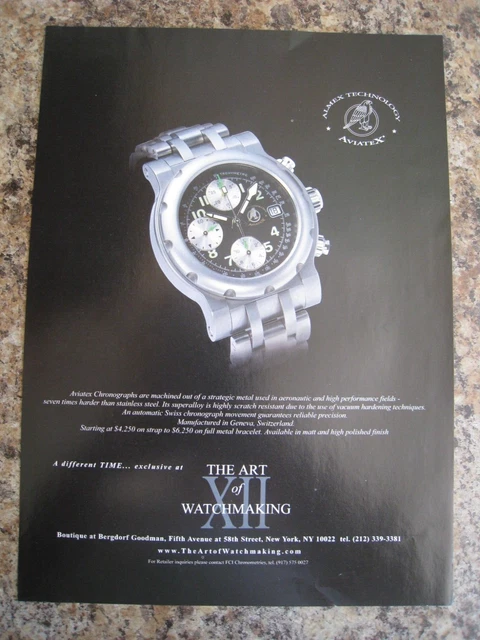 ART OF WATCHMAKING Almex Tech Aviatex Watch New York 2001 Advert A4 ...