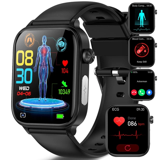 2024 MONTRE CONNECTÉE ECG/HRV/Acide Urique/IMC Smartwatch Homme Femme ...