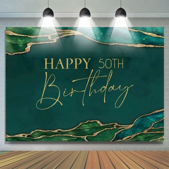EMERALD GREEN GOLD Happy 50th Birthday Backdrop $37.94 - PicClick AU