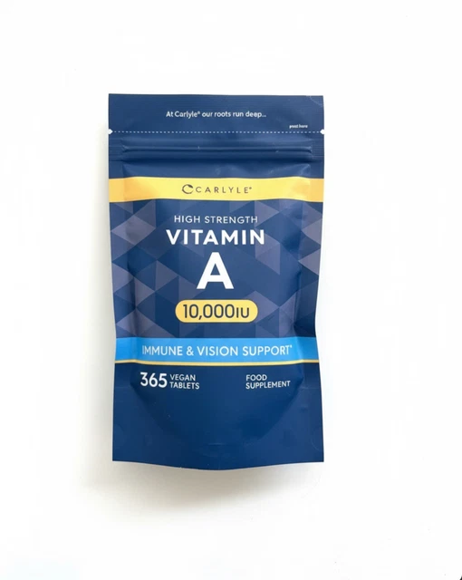 CARLYLE VITAMIN A 10,000IU 365 Tablets High Strength New Sealed Vitamin ...