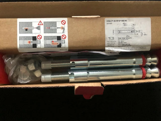 4 X HILTI Floor Anchor HDA-P30 M16x190/40 Front Anchor Undercut Anchor ...
