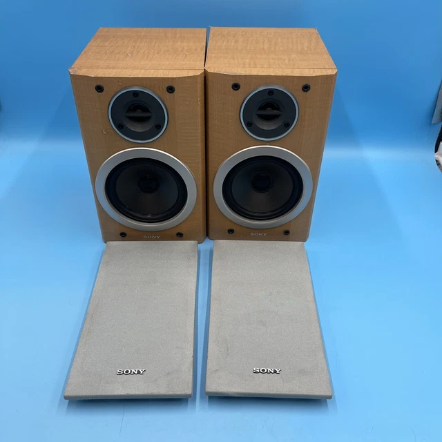 SONY SS-CMD373 BOOKSHELF Speakers 6ohm Brown Wood with Covers Wired ...