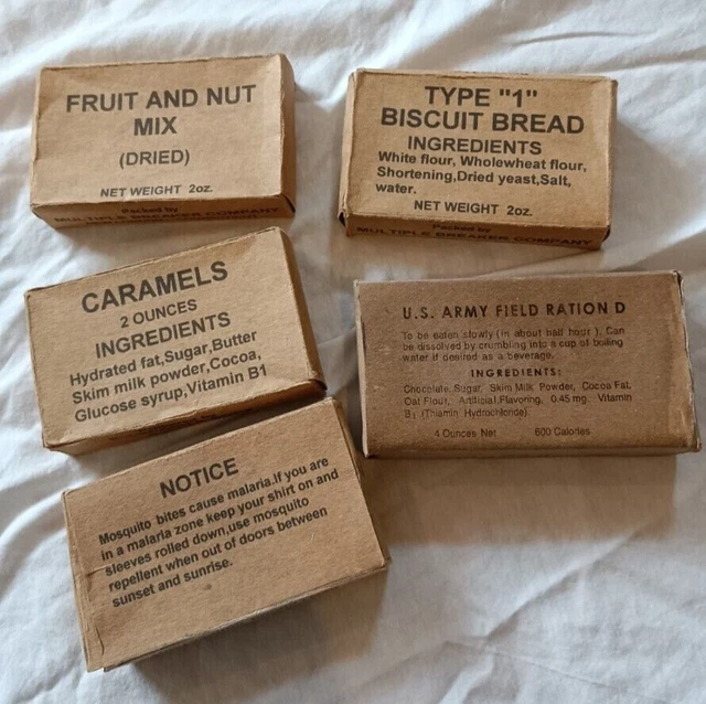 US WW2 RATIONS 5 Various Boxes - Carmel- Ration D - Reproduction $19.27 ...