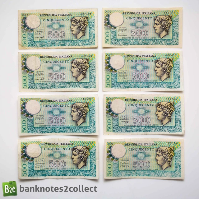 ITALY: 8 X 500 Italian Lira Banknotes. £0.99 - PicClick UK