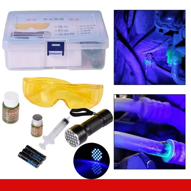 CAR AIR CONDITIONING A/C System Leak Test Detector Kit 28 LED UV ...
