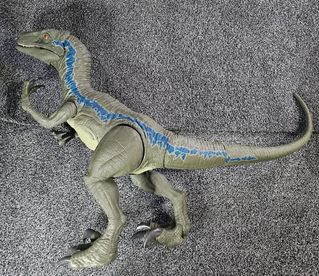 JURASSIC WORLD DINOSAUR Super Colossal Velociraptor Blue Figure Large ...