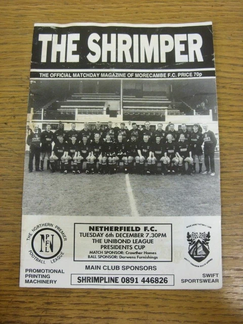 06/12/1994 MORECAMBE V Netherfield [Northern Premier League Presidents ...
